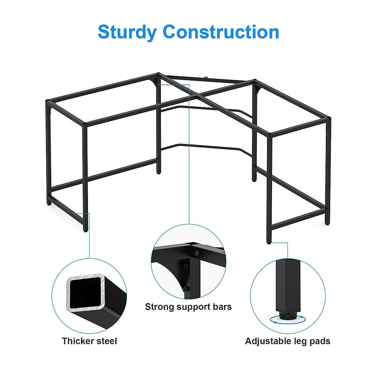 Teraves Reversible L Shaped Desk with Large Surface, 61 Inch Sturdy Corner Desk with Storage Shelves, Premium Office Computer Desk Workstation for Home Office Gaming