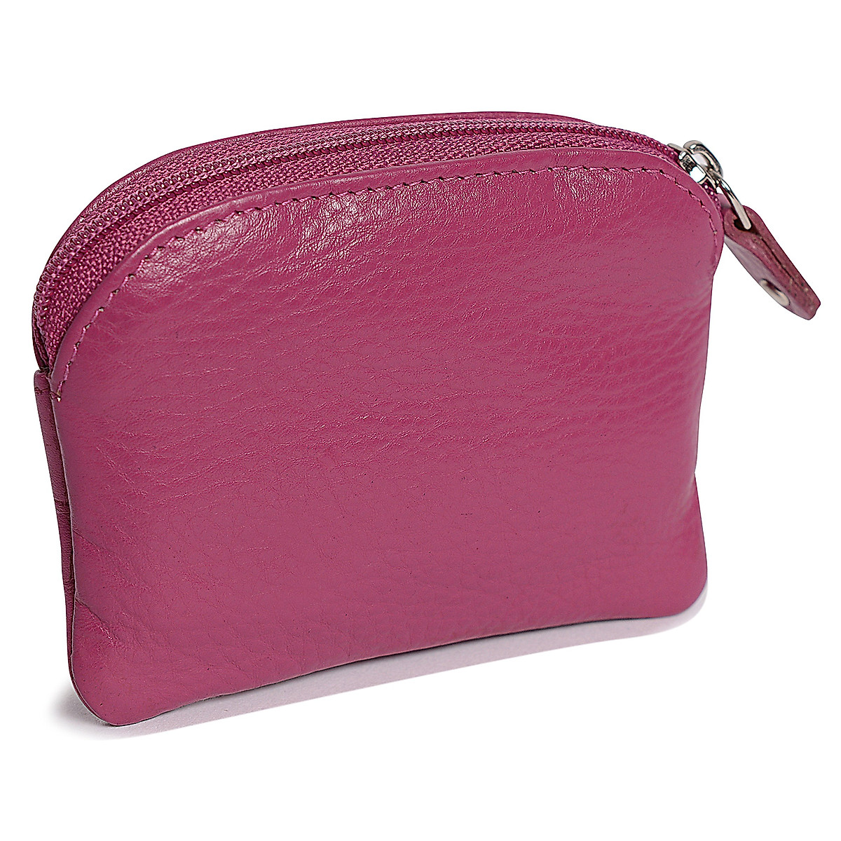 SADDLER Womens Luxurious Leather Zip Top Coin Purse | Designer Ladies Change Pouch with Key Ring |Gift Boxed - Black - Magenta