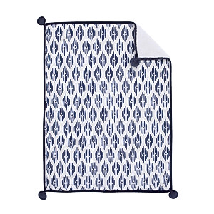 NoJo Indigo Hues Blue and White Elephant 4 Piece Nursery Crib Bedding Set - Comforter, 100% Cotton Fitted Crib Sheet, Dust Ruffle, Super Soft Baby Blanket