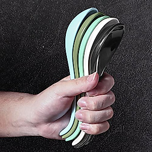 Wareland Asian Soup Spoon Set of 6, 6.75 inch Ultra-fine Ceramic Chinese Soup Spoons, Black Japanese Soup Spoon for Cereal Stews Ramen Pho Wonton Dumpling Miso, Deep Oval Hook Design, Dishwasher Safe