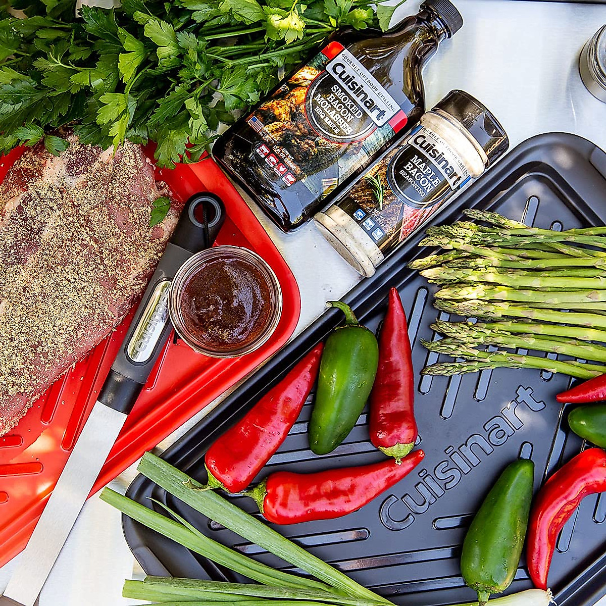 Cuisinart CPK-200 Grilling Prep and Serve Trays, Black and Red Large 17 x 10. 5