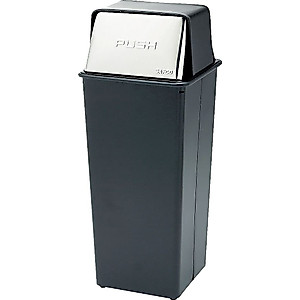 Safco Products 9893 Reflections Push Top Waste Receptacle, 21-Gallon, Black