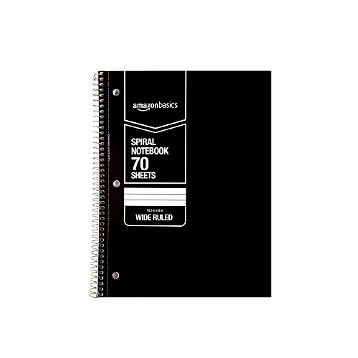Amazon Basics Wide Ruled Wirebound Spiral Notebook, 70-Sheet, 5 Pack, Multicolor