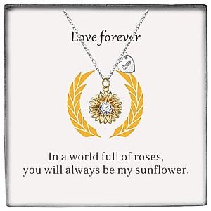 TOLOWOBK 925 Sterling Silver Necklace for Women, Gifts for Women Mom Birthday Gifts from Daughter, Personalized Mom Daughter Christmas Gifts Love Knot Sunflower Necklace for Women