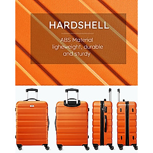 Suitour Luggage 3 Piece Sets Hard Shell Luggage Set with Spinner Wheels, TSA Lock, 20 24 28 inch Travel Suitcase Sets, Orange