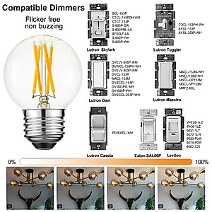 Arberlic G16.5 Light Bulb LED,4W E26 LED Bulb dimmable Equivalent E26 40 watt Light Bulb,Warm White 2700K,400lm,CRI85+,AC120V,Edison Style,Clear Glass,Flicker Free,Pack of 6