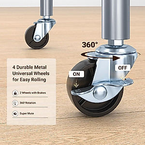 ELYKEN Laundry Cart with Wheels, 32”H Easy Rolling Laundry Hamper with Removable Liner Bag, Sturdy Metal Frame Clothes Basket with 4 Casters and 2 Brakes