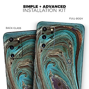 DesignSkinz Swirling Dark Acrylic Marble Protective Vinyl Decal Wrap Skin Cover Compatible with The Samsung Galaxy S20 (Screen Trim & Back Glass Skin)