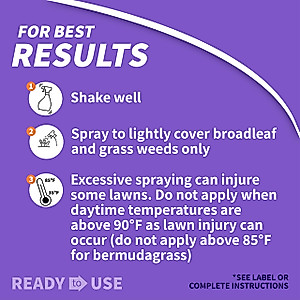 Bonide Weed Beater Plus Crabgrass & Broadleaf Weed Killer, 128 oz Ready-to-Use Spray, Fast-Acting Control for Broadleaf Weeds