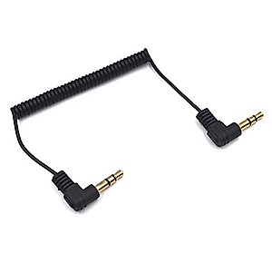 kework 3.5mm Audio Cable - 2-Pack 30cm Mini Coiled 3.5mm Headphone Cable, 90 Degree 1/8" 3.5mm TRS Jack Male to Male Stereo Audio Aux Coiled Cord (AM-AM)