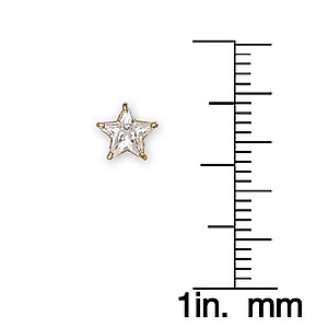 14k Yellow Gold Cubic Zirconia Star Screw-back Stud Earrings (4mm-6mm) (6MM)
