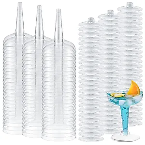 AOBOPLE 75 Pack Plastic Champagne Coupe, 4 Oz Plastic Party Champagne Cups, Stackable Stemmed Glasses Plastic Coupe for Party, Wedding, Celebration