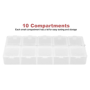Yinhing Bead Organizer, Compartment Organizer Box,Grid Organizer Box, Container Box, Nail Bead Storage, Grid Storage Organizer, 10 Compartment Storage Container
