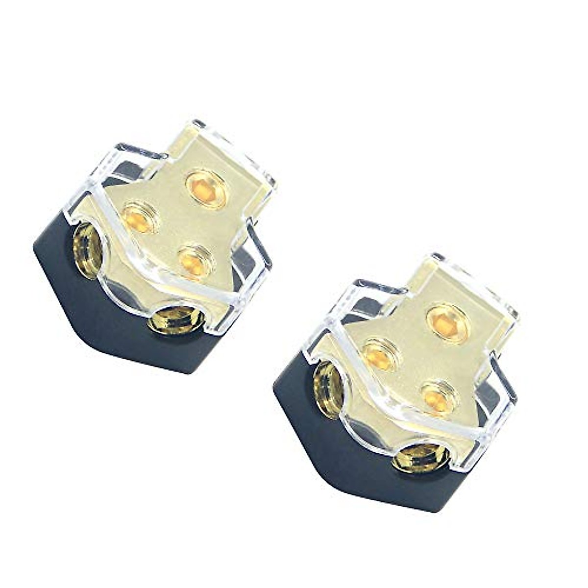 ZOOKOTO 0/2/4 Gauge in 4/8/10 Gauge Out Amp Power Distribution Block Car Audio Splitter 2 Way Outputs Power Distributor Block Fuse Holder 2Pcs