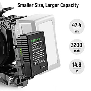 Neewer V Mount/V Lock Battery, 47Wh 14.8V 3200mAh Mini Lightweight Rechargeable Lithium Battery for Broadcast Studio Video Camcorder, Compatible with Sony HDCAM XDCAM Digital Cinema Cameras, BP-V47