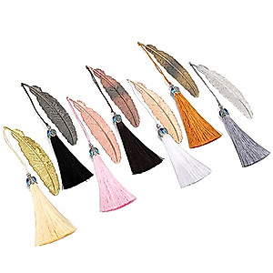 7 Pieces Vintage Metal Feather Bookmarks with Tassels and Beaded for Adults and Kids,Perfect Kids Office School Reading and Gifts and Collections,Ideal Gift for Reader, Woman and Kids. (New 7 Colors)