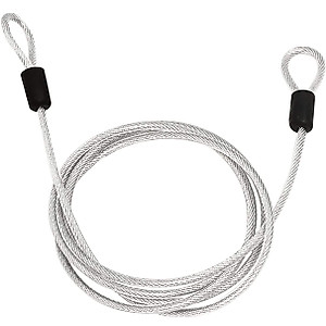 WANLIAN Safety Steel Cable, Double-Loop Braided Steel Flexible Lock Cable, toroidal Bicycle Security Cable, Vinyl-Coated Braided Steel, 200 cm Long for U-Locks, Padlocks&disc Locks, Silver