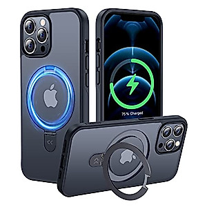 CASEKOO Designed for iPhone 12 Pro Max Case with Magnetic Invisible Stand [Military Drop Protection] [Compatible with MagSafe] Shockproof Slim Translucent Matte Cases 6.7 Inch 2020, Black