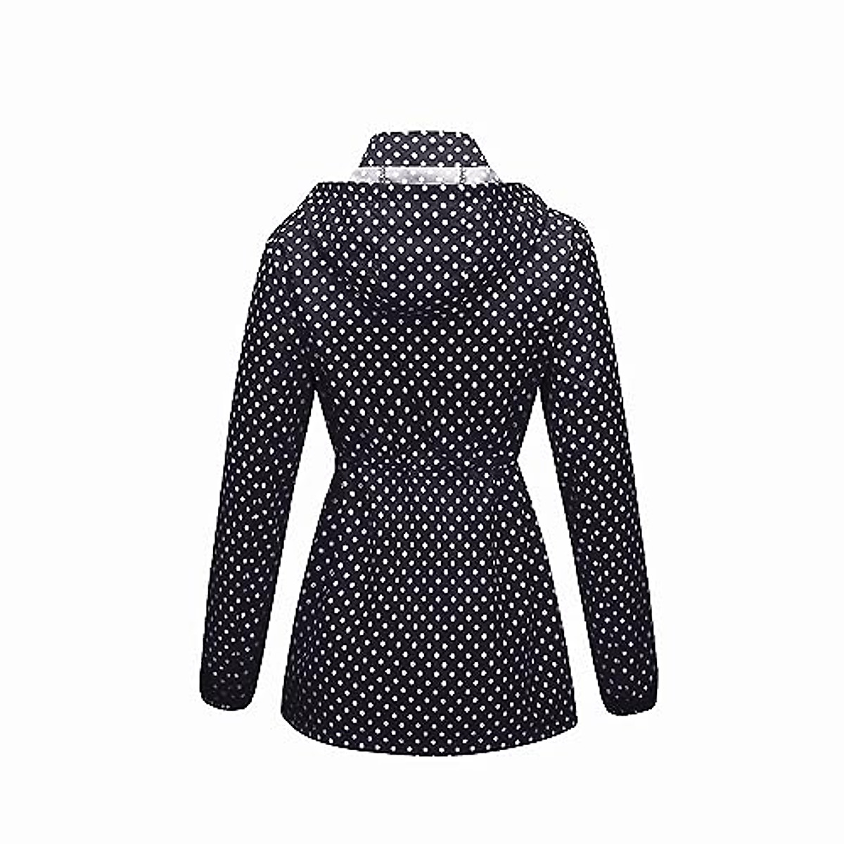 YEABEDA Women-Rain Jacket-Hood Waterproof-Lightweight Windbreak-Packable — Cute RainCoats Travel Polka Dot Ladies With Pouch (3X-Large, black Polka Dot)