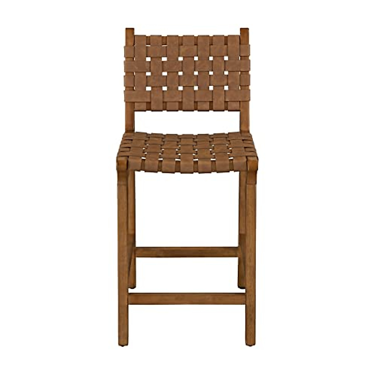 Ball & Cast HSA-1110-24B Home Kitchen Faux Leather Woven Counter-Height Barstool Set of 1, 24 inches, Brown