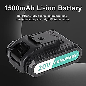 COMOWARE 20V Cordless Drill, Electric Power Drill Set with 1 Battery & Charger, 3/8” Keyless Chuck, 2 Variable Speed, 266 In-lb Torque, 25+1 Position and 34pcs Drill/Driver Bits