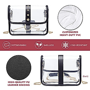 KUI WAN Clear Bag Stadium Approved,Clear Purse for Women Clear Crossbody Bag for Sport Event Concert,Black