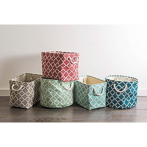 DII Polyester Container with Handles, Lattice Storage Bin, Large, Aqua