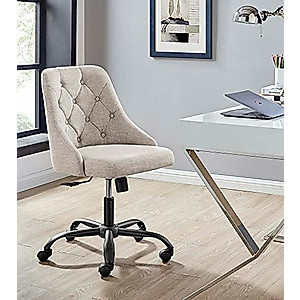 Modway Distinct Tufted Swivel Upholstered Office Chair, Black Beige 23 x 20.5 x 32