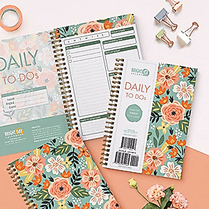 Bright Day Calendars to Do List Daily Task Checklist Planner Time Management Notebook by Bright Day Non Dated Flex Cover Spiral Organizer 8.25 x 6.25 (Tropical Floral)