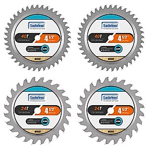 Luckyway 4-Pack 4-1/2 Inch 24T&40T with 3/8 Inch Arbor TCT Circular Saw Blade for Cutting Wood