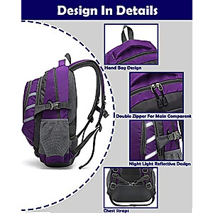 ProEtrade Backpack Daypack for College Laptop Travel, Computer Bookbag Bag with USB Charging Port Anti Theft Laptop Compartment Fits 15.6 Inch Notebook, Gifts for Men & Women (Purple)