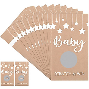 60 Pcs Baby Shower Games Rustic Baby Shower Scratch off Cards Baby Shower Raffle Ticket for Baby Shower Party Games Activity Supplies Birthday Wedding Favor