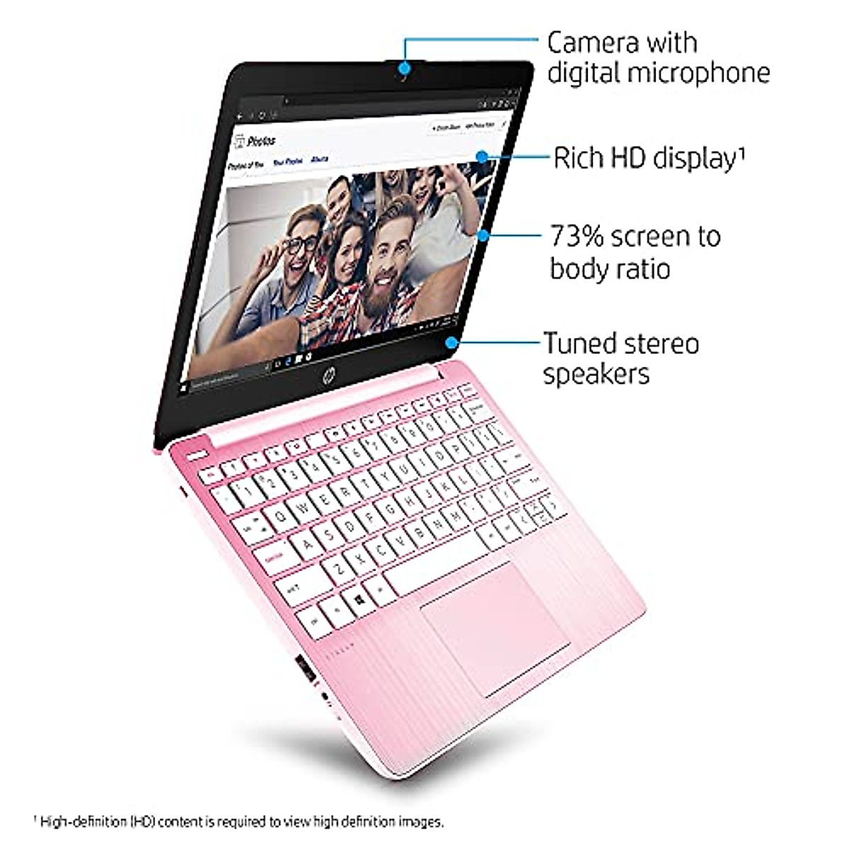 HP Diagonal HD Stream PC Laptop, Intel Celeron N4020 Processor, 4GB RAM, 64GB EMMC, 802.11ac, Bluetooth 4.2, HDMI, Windows 10 (Rose Pink), 11-11.99 inches (HP11ak)