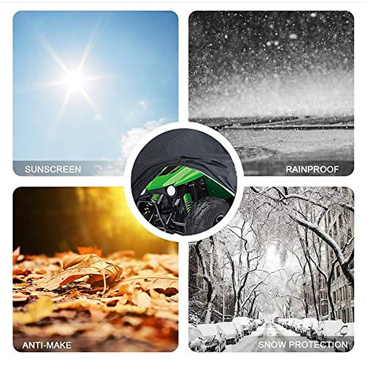 Indeed BUY ATV Cover Waterproof, 420D Heavy Duty Ripstop Material Black Protects 4 Wheeler From Snow Rain or Sun,102'' x44'' x 48''