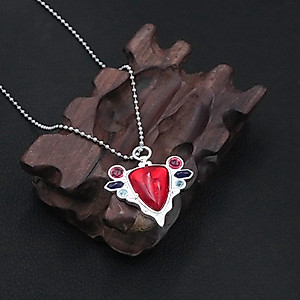 SONGCHANGJEWELRY JJBA JOJO Anime Red Stone of Aja Necklace - JoJo Jolyne Jotaro Anime Cosplay Accessories for Fans - Christmas Gifts for Women Men(Red Stone of Aja Necklace)