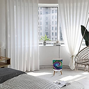 Small Trash Can with Lid Black Tie Dye Swirl Paint Brush Colored Tie Dye Multi Swirl Spiral Garbage Bin Wood Waste Bin Press Cover Round Wastebasket for Bathroom Bedroom Diaper Office Kitchen