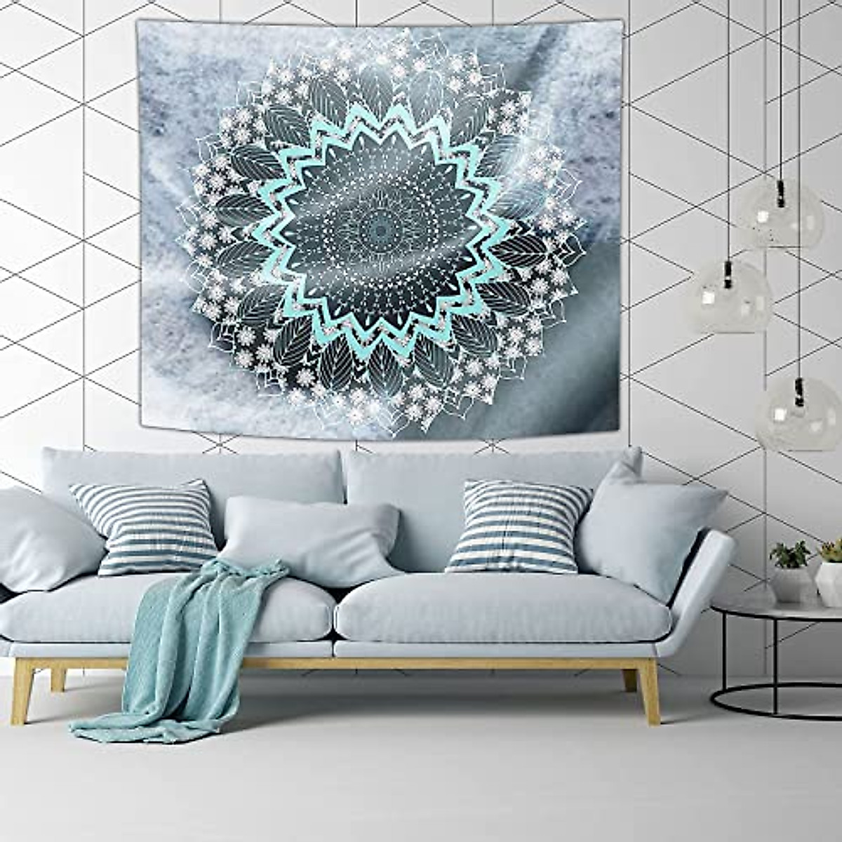 Mandala Tapestry Wall Hanging Tapestry for Bedroom Living Room Dining Room Dormitory Wall Decor Tapestry Bedside TV Background Decoration (51.2x59.1 inches, 130x150 cm)