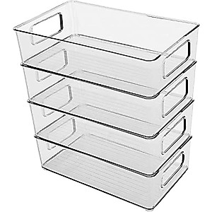 MLTS Fridge organizer | Stackable Storage Bins Clear Plastic Pantry Rack Refrigerator Kitchen Cabinet Frozen pod dividers Mini can holder Food Safe Multiple Use Pack of 2