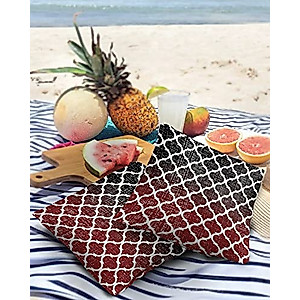 Vandarllin Outdoor Throw Pillows Covers 24X24 Set of 2 Waterproof Black and Red Ombre Gradient Decorative Zippered Lumbar Cushion Covers for Patio Furniture, Morocco Pattern