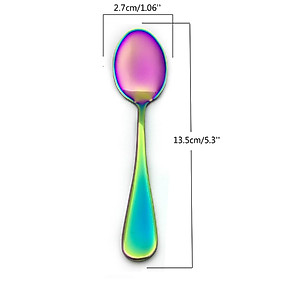 Renohef Rainbow Coffee Spoons,Stainless Steel Colorful Plated Mini Spoon,Tea Spoon,Ice Cream Spoon,Dessert Teaspoon Fruit Scoop Colorful Flatware Wedding Dinnerware Cutlery,Set of 6 (sharp)