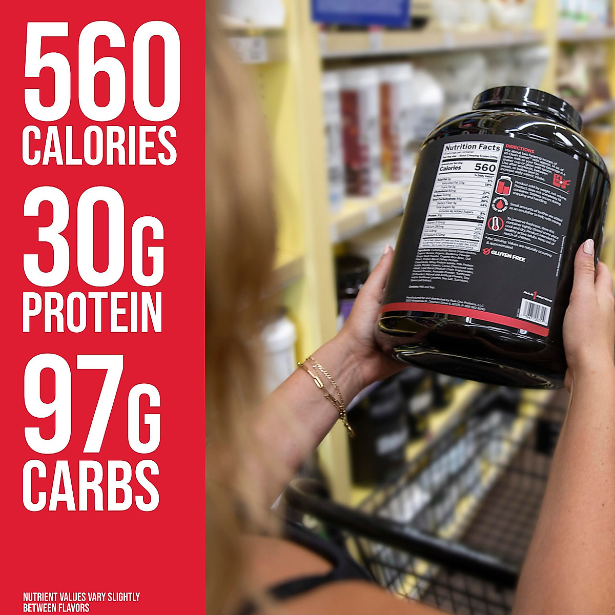 Rule One Proteins, R1 Clean Gainer - High-Protein Lean Gain Formula with 560 Calories, 30g of Full-Spectrum Protein, Over 90g Carbs, Under 6g of Fat (15 Servings, Chocolate Peanut Butter)