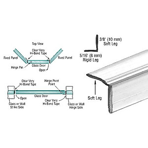 CRL Translucent Vinyl Edge "L" Seal with Pre-Applied Tape for 3/8" Maximum Gap - 95 in long