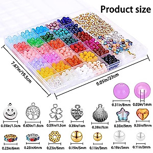 DIYDEC 671pcs Glass Beads Bracelet Making Kits 30 Colors 8mm Crystal Beads for Jewelry Making Round Gemstone Stone Beads with Rondelle Spacer Beads DIY Crafts for Girls Adults
