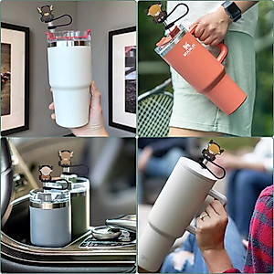 Straw Toppers, 6PCS 10mm Highland Cow Straw Cover Compatible with Stanley Yeti Tumbler Straw, 0.4in Cow Straw Topper Cap, Cute Stanley Cup Accessories