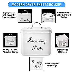 Rk limits Dryer Sheet Holder for Laundry Room - Metal Dryer Sheets Dispenser & Laundry Pods Container Stylish Fabric Softener Dispenser Organization Container with Lid Farmhouse Laundry Room Decor
