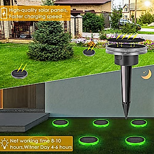 ARMXY Solar Ground Lights, Soil Moisture Monitoring Solar Garden Lights, Waterproof Solar Disk Lights for Pathway, Yard, Landscape, Walkway, Lawn, Driveway Decor, 6 Pack