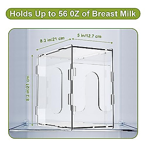 Breast Milk Storage Tower Freezer Storage Organizer, Clear Acrylic Feed Baby Breastmilk Storage Bags Containers for Fridge, Reusable Breastfeeding Accessories, Holds Up to 56 Oz Milkies
