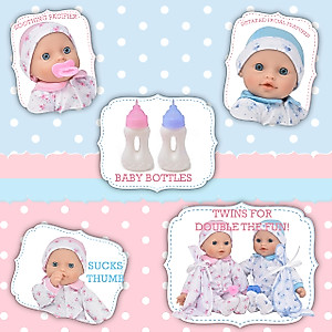 Gift Boutique Soft Body Twin Baby Dolls for Toddlers in Gift Box, 12 Inch Baby Doll with Pacifier, Baby Girl Doll and Baby Boy Doll
