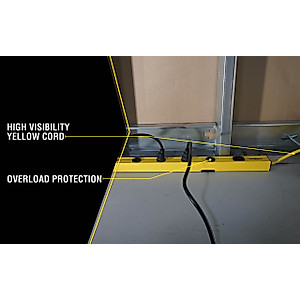 Yellow jacket 5154 4-Foot Metal Power Strip With 510J Surge Protector and Re-settable Circuit Breaker, Featuring 12 Outlets with 6-Foot Yellow Cord