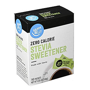 Amazon Brand - Happy Belly, Zero Calorie Stevia Sweetener powder, 140 Packet, 4.93 ounce (Pack of 1) (Previously Sugarly Sweet)